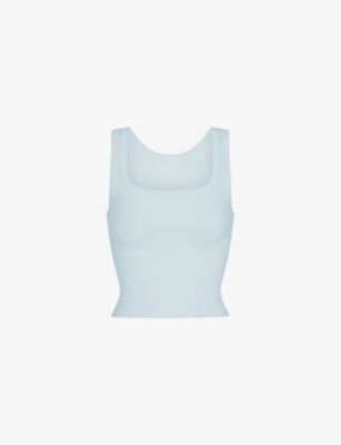 SKIMS - Cotton Rib square-neck stretch-cotton tank top | Selfridges.com