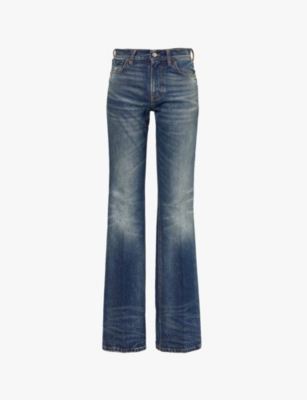 HAIKURE - Flora logo leather-patch flared-leg mid-rise denim jeans ...