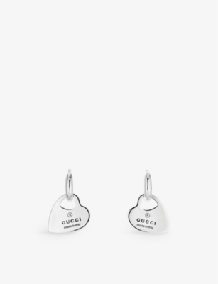 Trademark Heart logo engraved sterling silver earrings