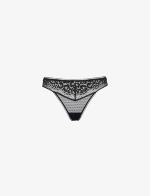 AUBADE - Illusion Fauve stretch-lace tanga briefs | Selfridges.com