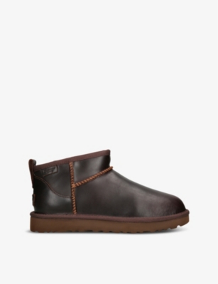 UGG - Classic Ultra Mini logo-patch leather ankle boots | Selfridges.com