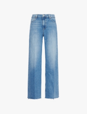 PAIGE - Anessa 31" raw-hem whiskering high rise wide-leg stretch-denim ...