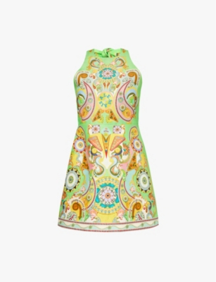 ALEMAIS - Pinball graphic-print linen-blend mini dress | Selfridges.com