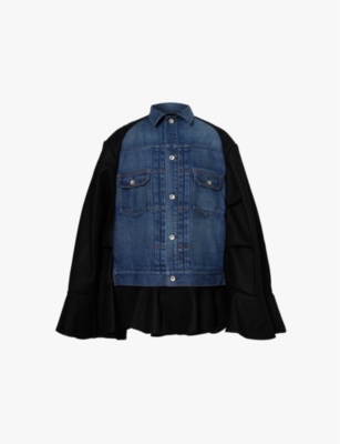 SACAI - Melton denim-front wool-felt cape | Selfridges.com