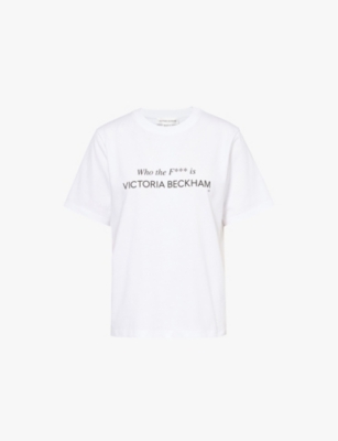VICTORIA BECKHAM - Slogan brand-embroidered regular-fit organic-cotton ...