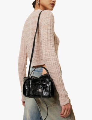 ACNE STUDIOS - Bow-embellished multi-pocket leather shoulder bag ...