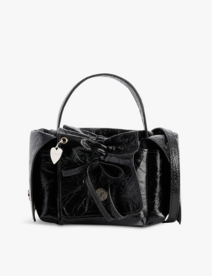 ACNE STUDIOS - Bow-embellished multi-pocket leather shoulder bag ...