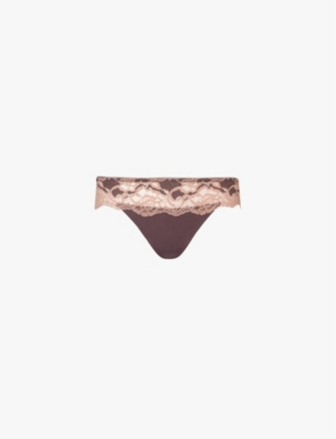 WACOAL - Florilege lace-embroidered stretch woven thong | Selfridges.com