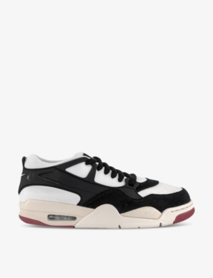 NIKE - Air Jordan 4 branded leather and mesh low-top trainers ...