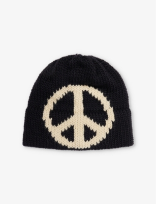 BAILEY GOLDBERG - Peace intarsia wool-blend knitted beanie hat ...