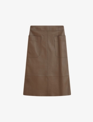 JOSEPH - Blomfield patch-pocket leather midi skirt | Selfridges.com