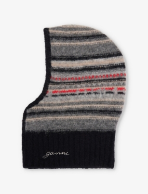GANNI - Stripe zip-front knitted balaclava | Selfridges.com