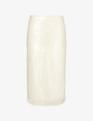 STELLA MCCARTNEY - Sequin fishnet-texture woven-blend midi skirt ...