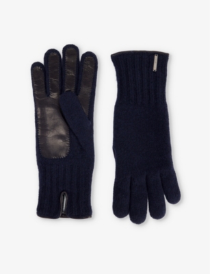 CORNELIANI - Logo-plaque panelled cashmere and leather gloves ...