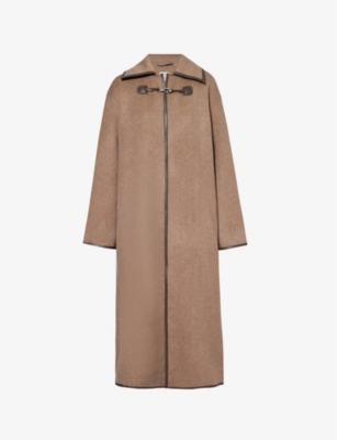 TOTEME - Double-clasp leather-trim wool coat | Selfridges.com