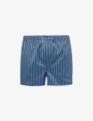 DEREK ROSE - Wellington 58 striped cotton-satin boxer shorts ...
