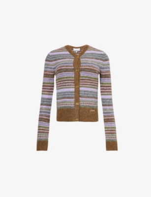 GANNI - Stripe-pattern brushed-knit alpaca and merino-wool blend ...
