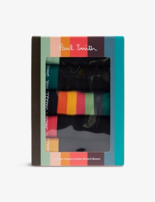 PAUL SMITH - Branded-waistband mid-rise pack of five stretch-organic-cotton boxers | Selfridges.com