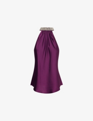 SIMKHAI - Symone draped crepe-satin blouse | Selfridges.com