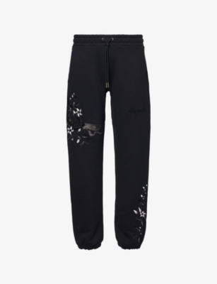 ONLY THE BLIND - Python-embroidered relaxed-fit organic-cotton jogging ...