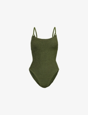 HUNZA G - Camille braided-strap crinkle-effect swimsuit | Selfridges.com