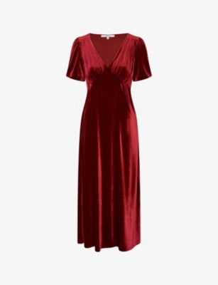 OMNES - Rosie puff-sleeve velvet maxi dress | Selfridges.com