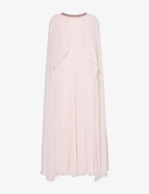SELF-PORTRAIT - Crystal-Embellished Cape Chiffon Midi Dress ...