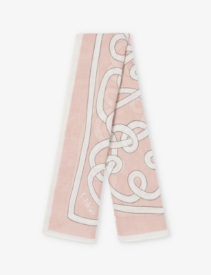 CHLOE - Branded-print cotton and silk-blend scarf | Selfridges.com