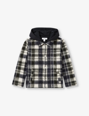 REISS - Check-pattern brushed woven jacket 3-13 years | Selfridges.com