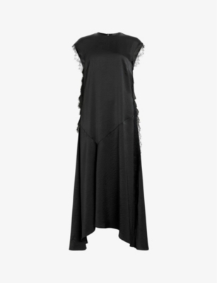 ALLSAINTS - Lyra Lace-Trim Stretch-Woven Midi Dress | Selfridges.com
