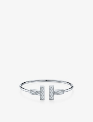 TIFFANY & CO - Tiffany T Wide 18ct white-gold and 0.67ct brilliant-cut ...