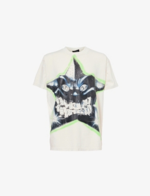 HELLSTAR - Graphic-Print Distressed Cotton-Jersey T-Shirt | Selfridges.com