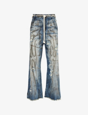 HELLSTAR - Hellstar Distressed Straight-Leg Relaxed-Fit Jeans ...