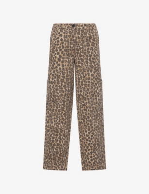ME AND EM - Relaxed-fit leopard-print cotton-canvas trousers ...