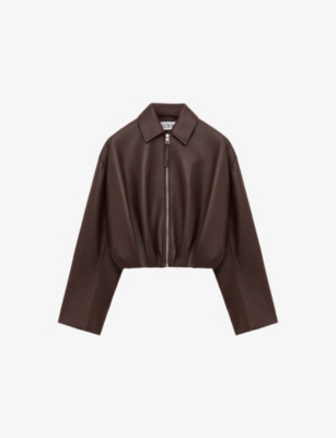 LOEWE - Logo-Patch Draped Leather Jacket | Selfridges.com