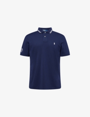 Polo Ralph Lauren Mens Refined Navy X Wimbledon Brand-patch Stretch-cotton Blend Polo Shirt In ...