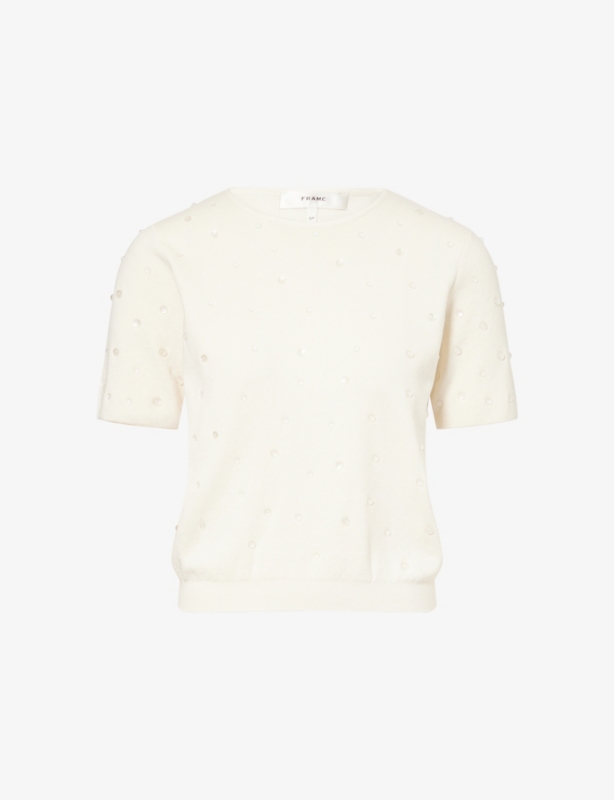 FRAME - The Pique Baby Contrast-Trim Pima-Cotton T-Shirt | Selfridges.com