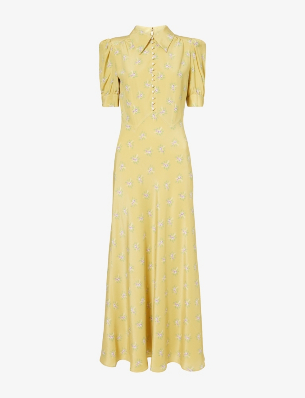 ALESSANDRA RICH - Floral-Print Frilled Silk Midi Dress | Selfridges.com