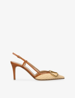 VALENTINO GARAVANI - VLogo Signature 90 Raffia Slingbacks | Selfridges.com