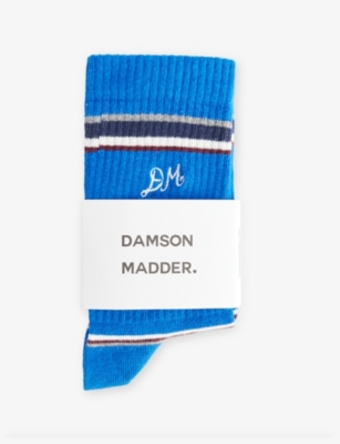 DAMSON MADDER - Logo-Embroidered Striped Cotton-Blend Calf-Length Socks ...