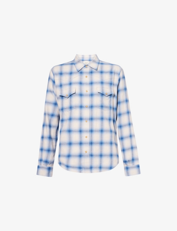 AUSTIN POST - Open Collar Plaid Woven Shirt | Selfridges.com
