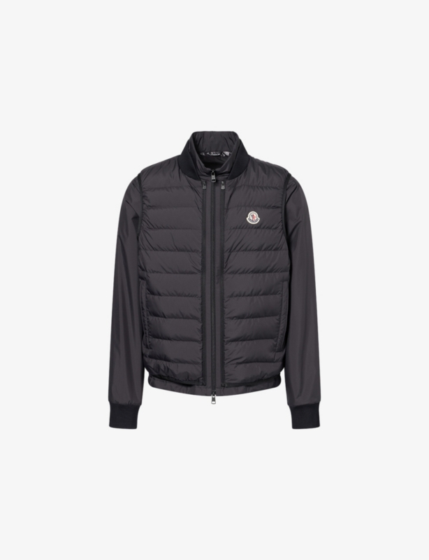 MONCLER - Contrast-Knit High-Neck Shell-Down Cardigan | Selfridges.com