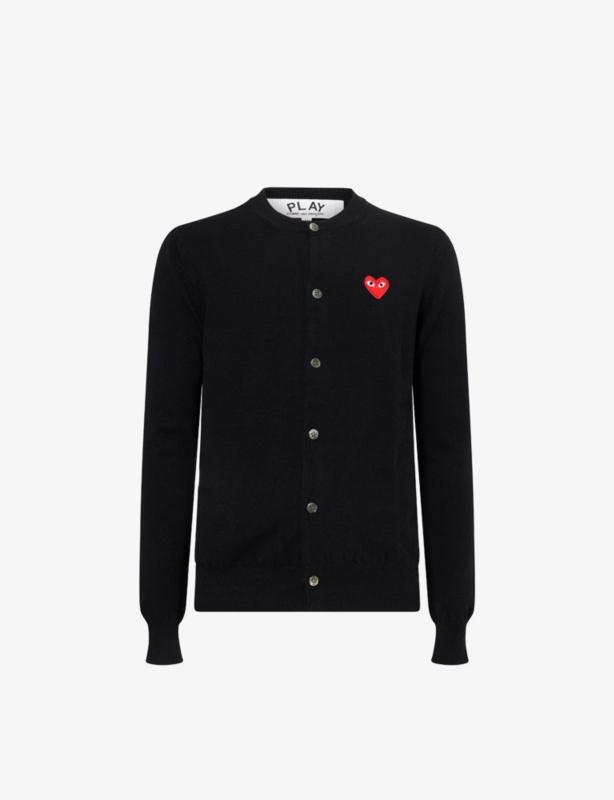 COMME DES GARCONS PLAY - Rhinestone Heart-Embroidered Cotton T-Shirt ...