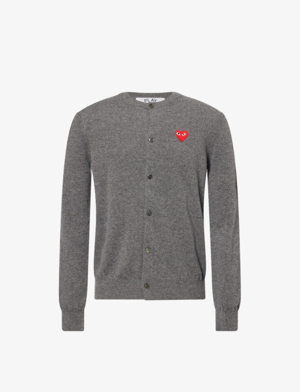 COMME DES GARCONS PLAY - Rhinestone Heart-Embroidered Cotton T-Shirt ...