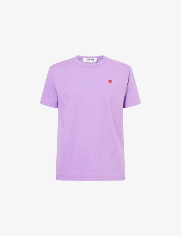 COMME DES GARCONS PLAY - Rhinestone Heart-Embroidered Cotton T-Shirt ...