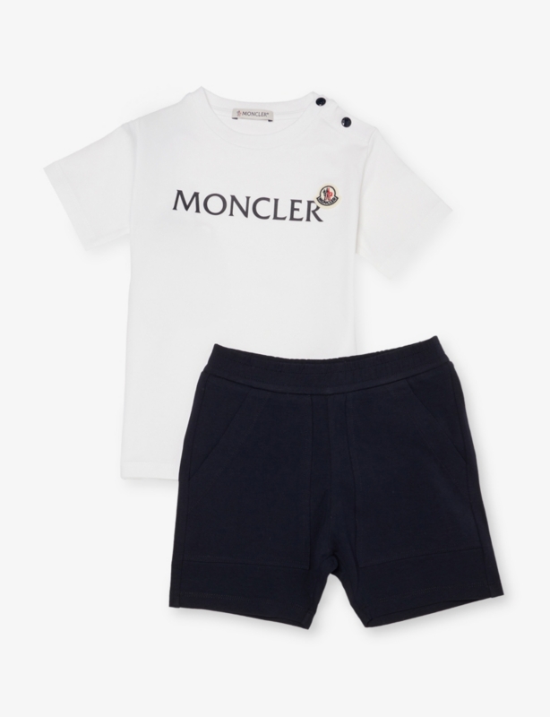 MONCLER - Ruffled Puffed-Sleeves Stretch-Cotton Dress 3 Months-3 Years ...