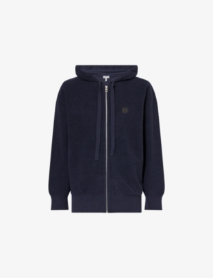 LOEWE - Embroidered-Emblem Zip-Up Wool Hoody | Selfridges.com