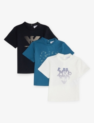EMPORIO ARMANI - Logo-Print Pack Of Three Cotton T-Shirts 9-36 Months ...