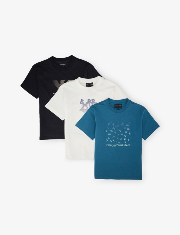 EMPORIO ARMANI - Logo-Plaque Straight-Leg Stretch-Denim Shorts 4-14 ...