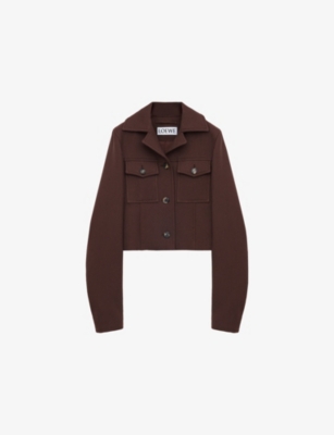 LOEWE - Logo-Patch Collared Cropped Wool-Blend Jacket | Selfridges.com